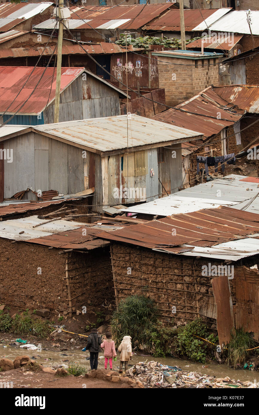 Kibera, one of Africa's largest slums, near Nairobi, Kenya Stock Photo ...