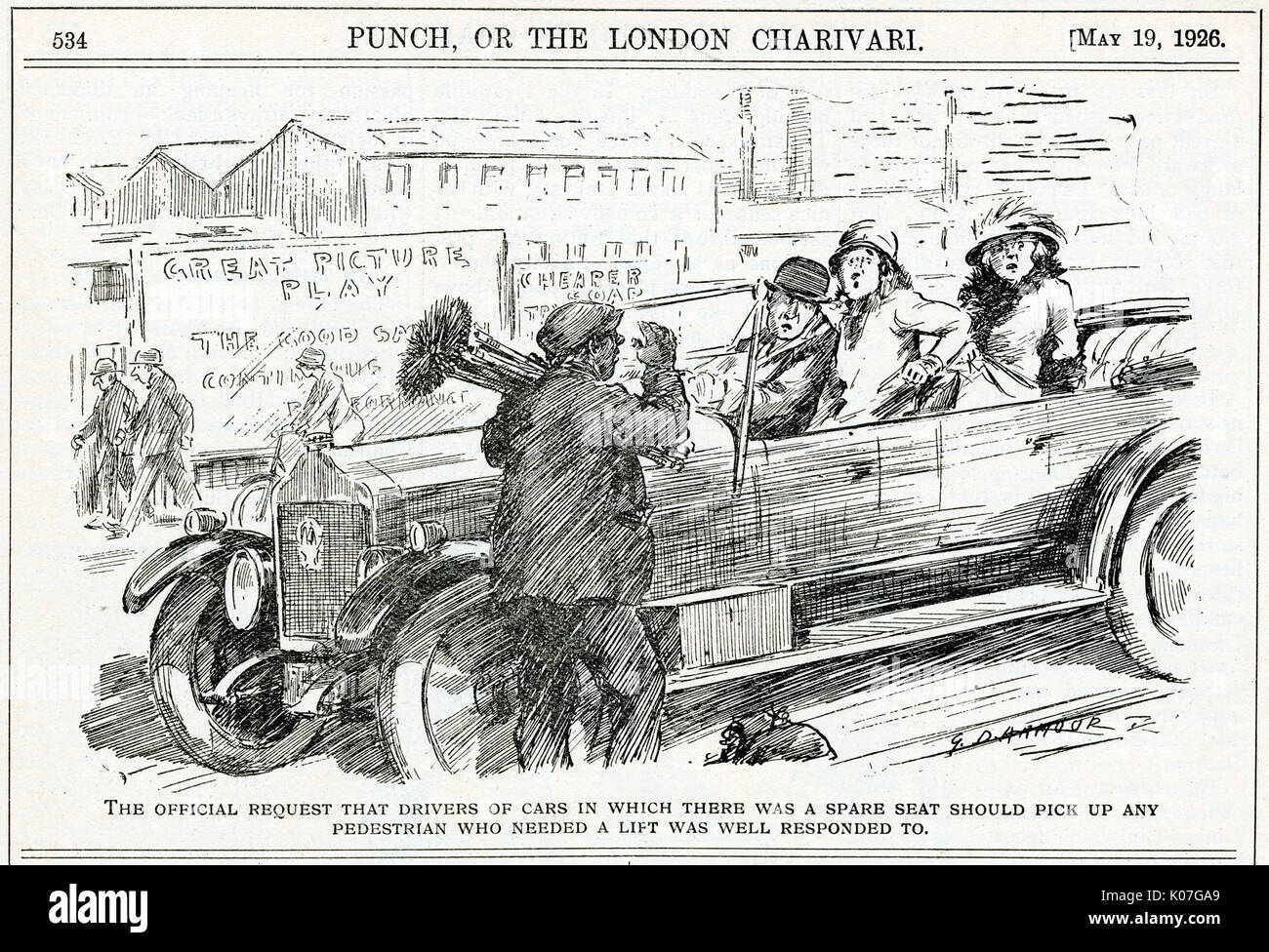 Cartoon, General Strike of 1926: request for lift Stock Photo - Alamy