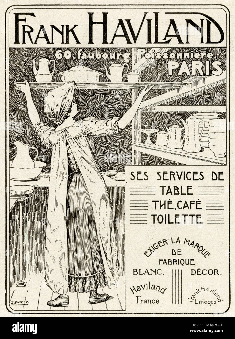 Advert for Frank Haviland's tableware 1912 Stock Photo - Alamy