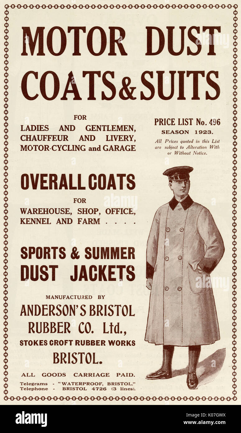 MOTORING COAT 1923 Stock Photo - Alamy