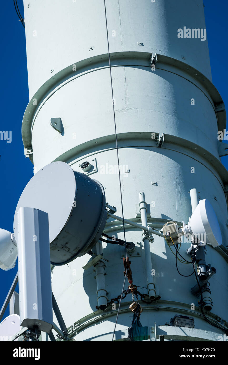 Radio and TV transmitter masts, Winter Hill, Lancashire Stock Photo - Alamy