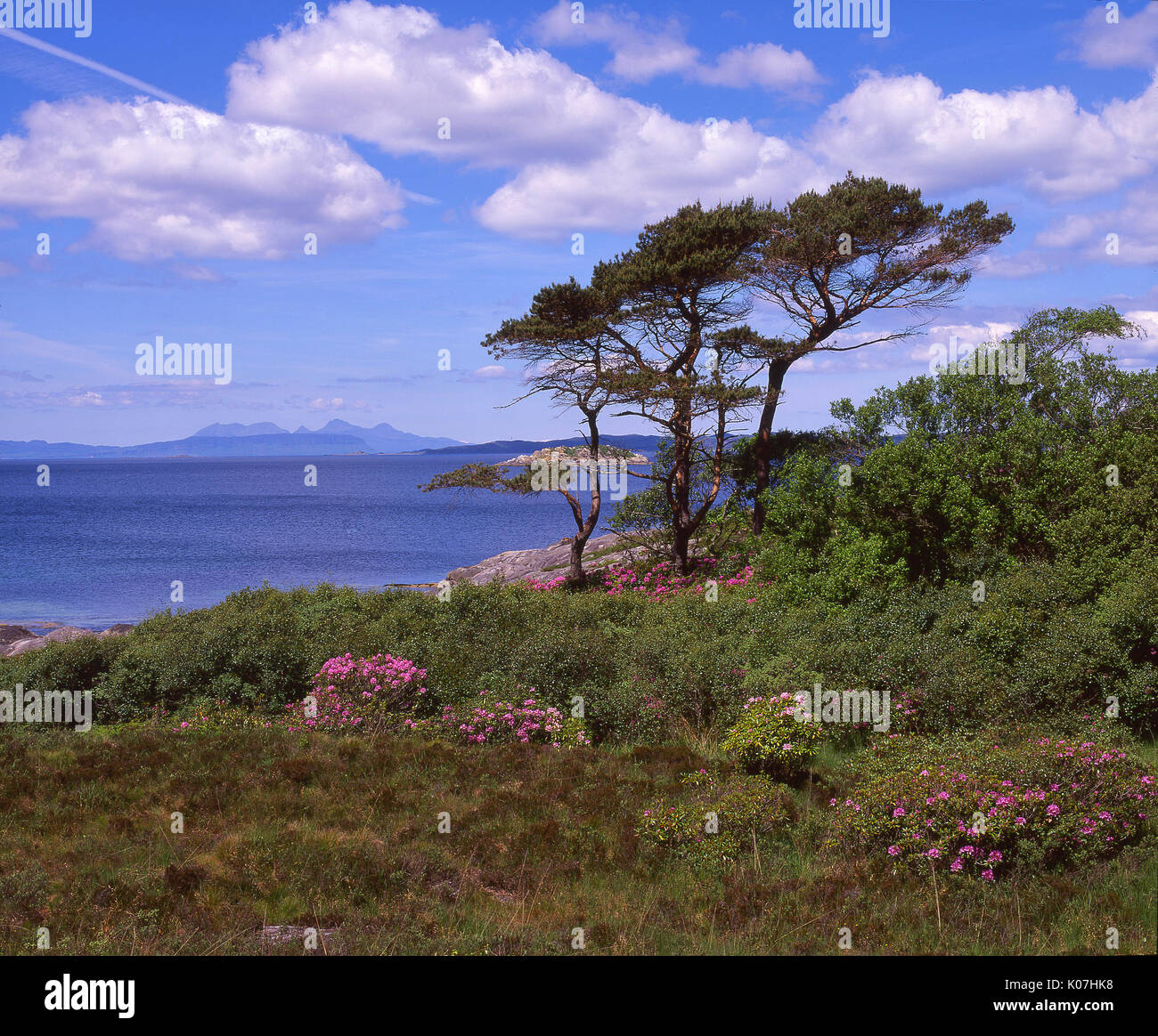 A dramatic view towards the islands of Eigg and Rhum as seen from ...