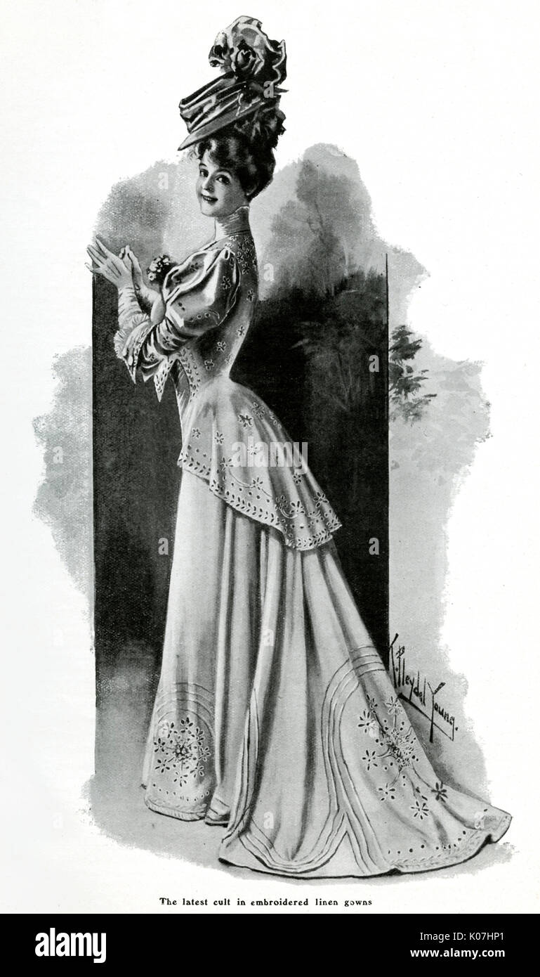 Women wearing embroidered linen dress 1906 Stock Photo - Alamy
