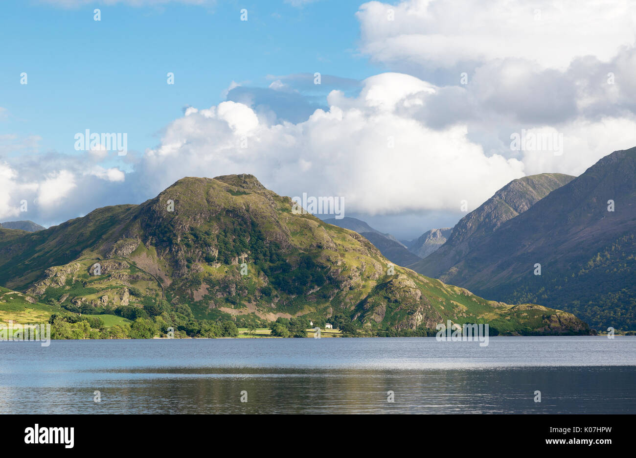 The view looking south along Crummock Water with Rannerdale Knotts in ...