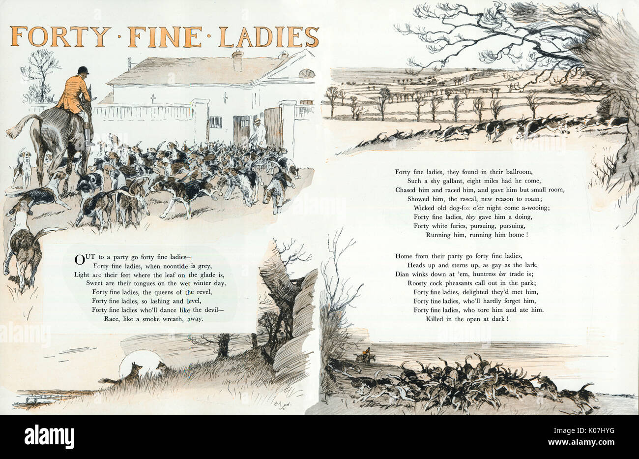 Illustration by Cecil Aldin, Forty Fine Ladies, with text by Patrick R ...