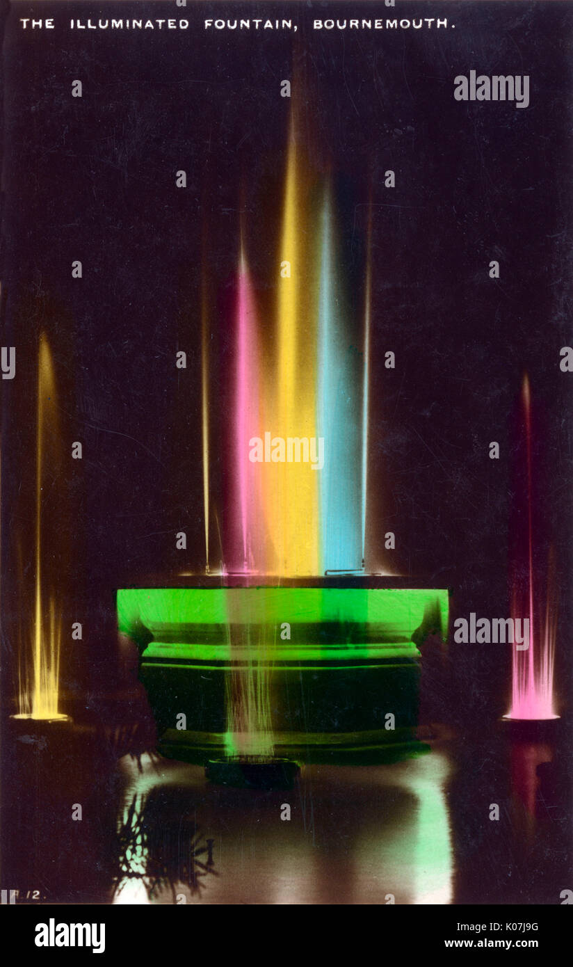 The colourful Illuminated Fountain, Bournemouth, Devon Stock Photo - Alamy