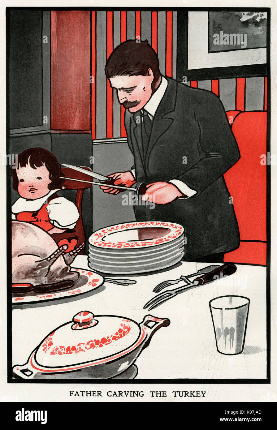 Father Carving the Turkey by Charles Robinson Stock Photo - Alamy