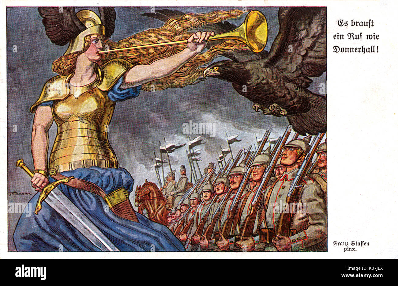 WW1 - German Propaganda - A Call to Arms Like Thunder Stock Photo - Alamy