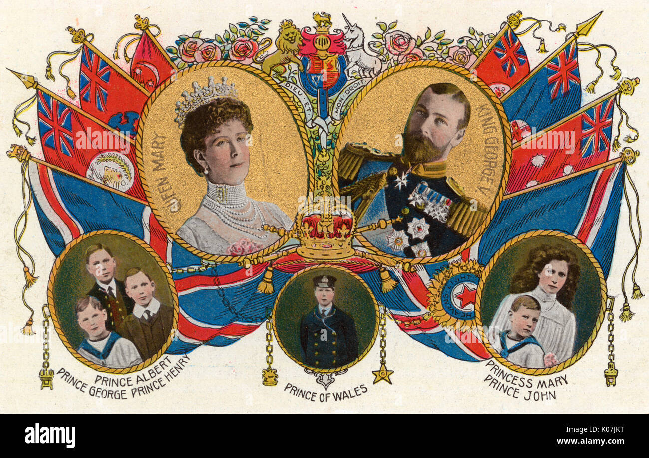 King George V, Queen Mary and their six children Stock Photo - Alamy
