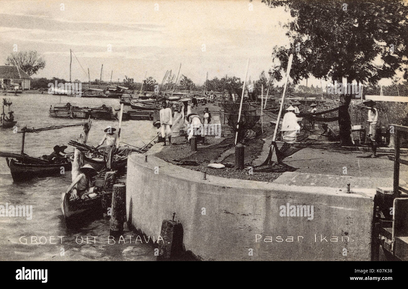 Fish market, Batavia (Jakarta), Java, Indonesia Stock Photo - Alamy