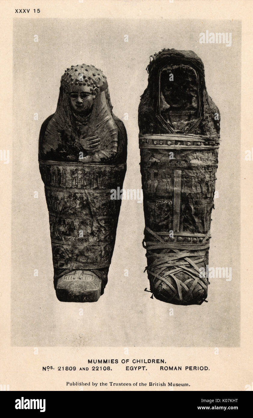 Egyptian Mummy - British Museum, London - Two Child Mummies Stock Photo ...