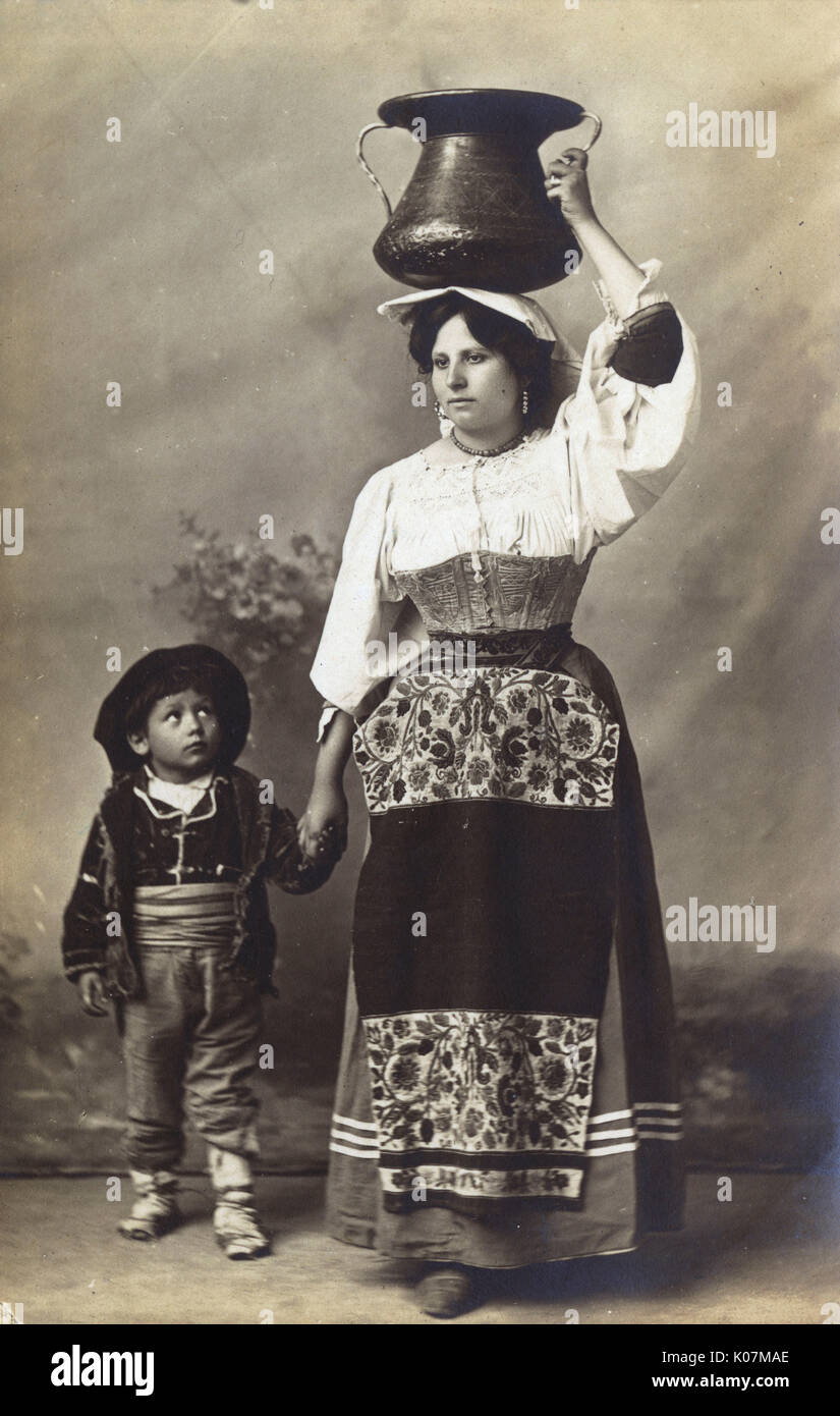 Rural Italian Woman and Child - Traditional costume Stock Photo - Alamy