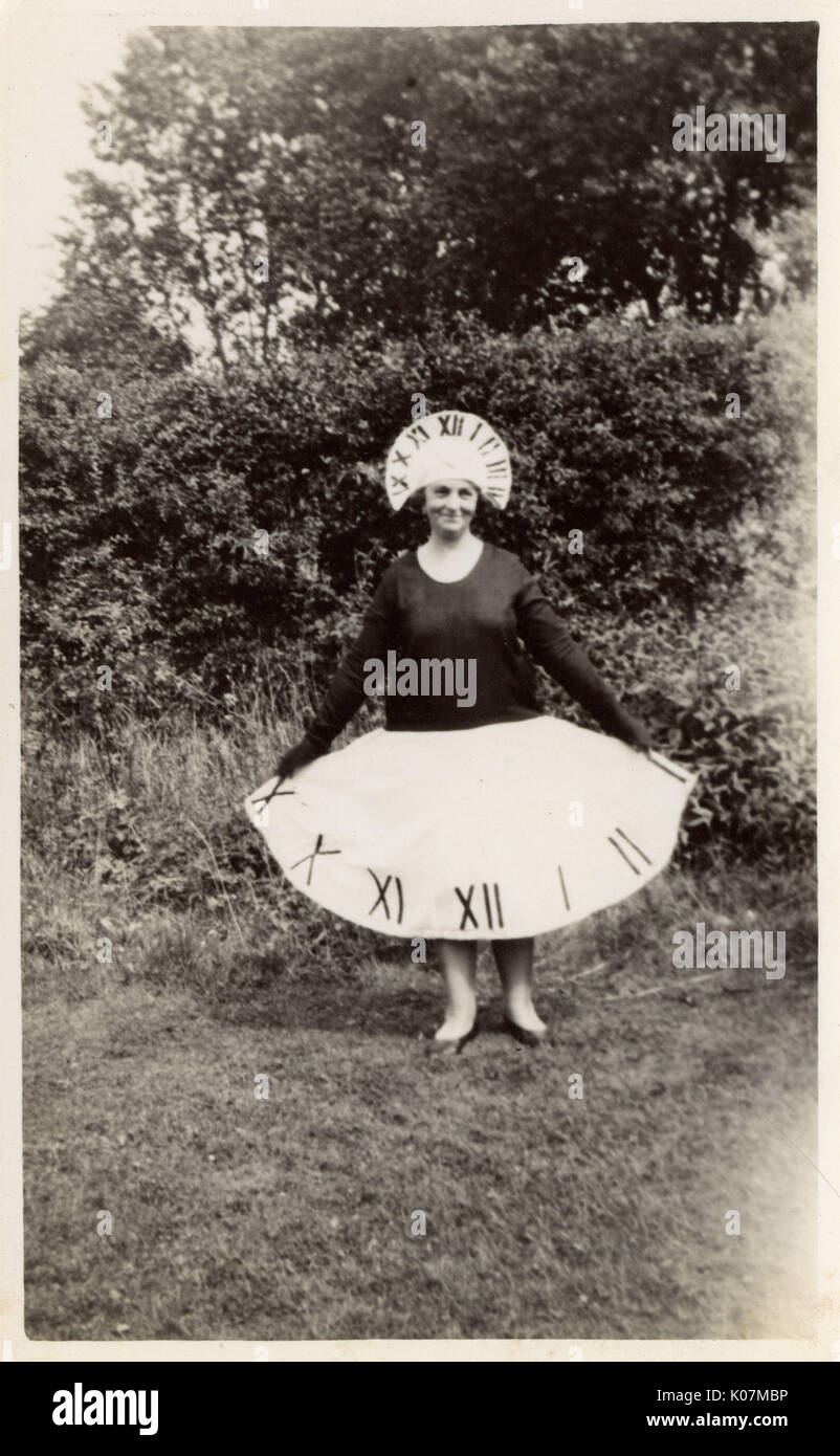 Lady in Fancy Dress Costume - Dressed as a clock / Sundial Stock Photo ...