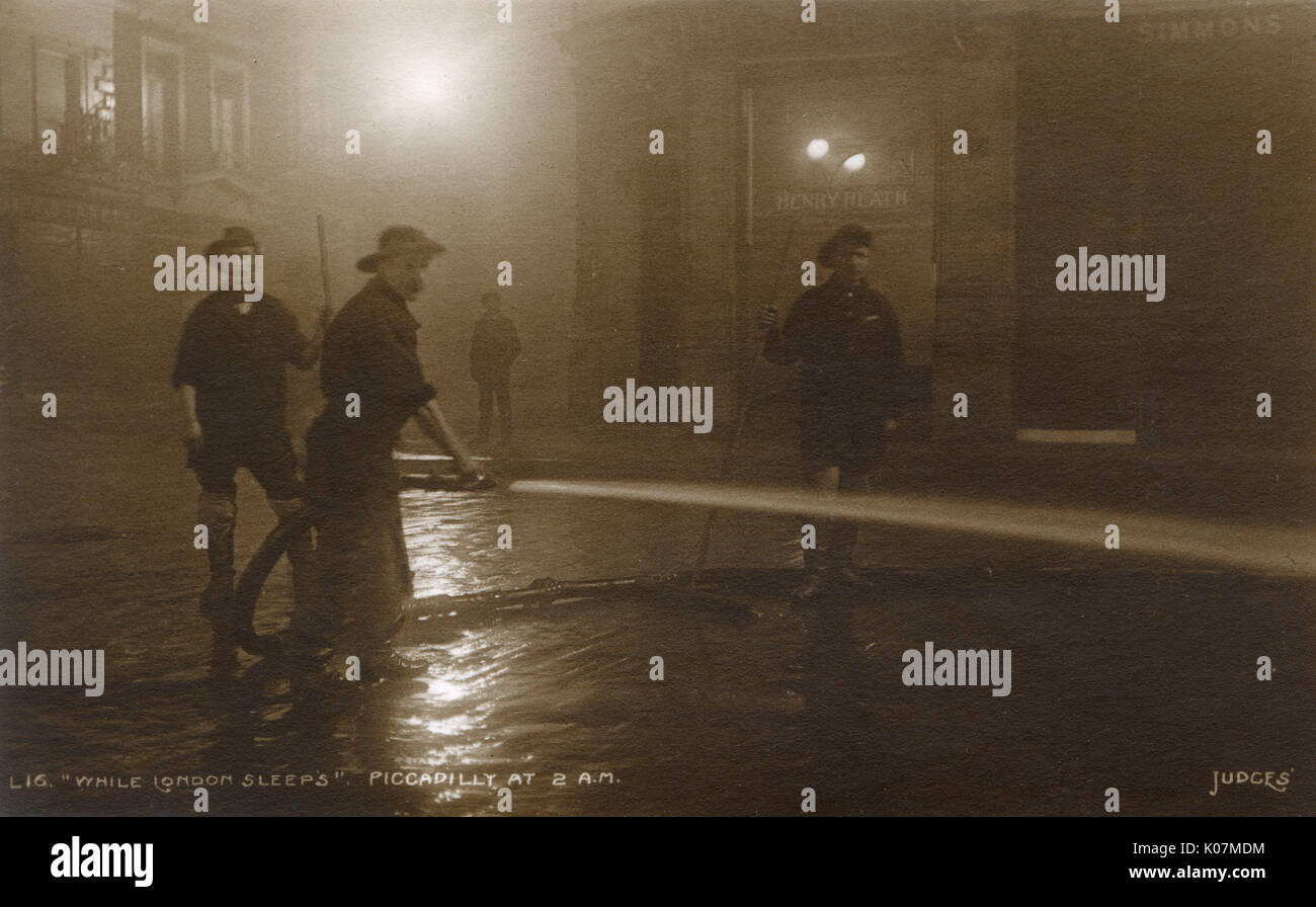 London at night - Washing down the streets - Piccadilly 2am Stock Photo ...