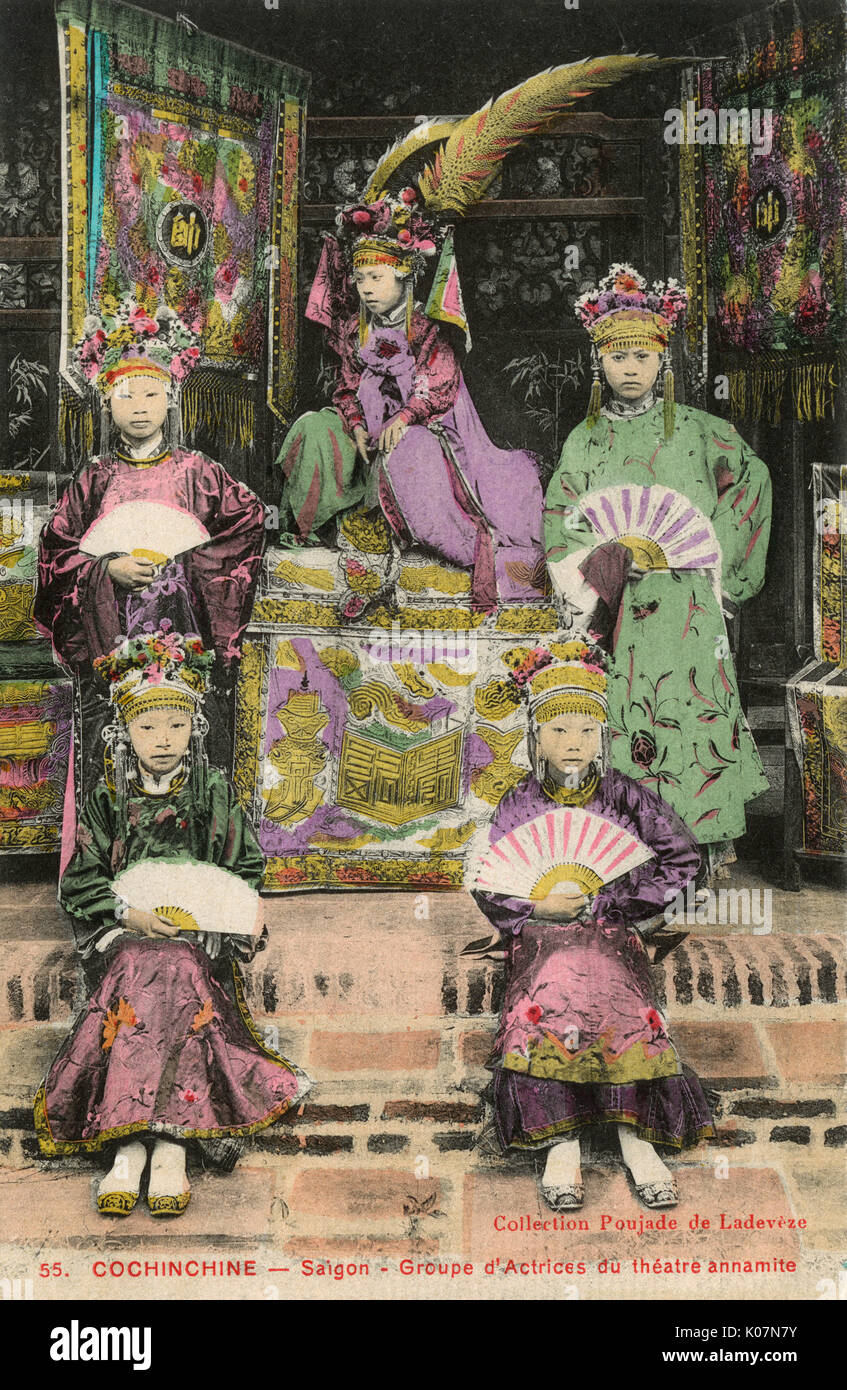 A delightfully hand-tinted postcard showing a group of Traditional ...