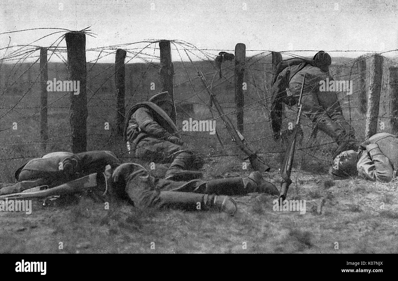 Dead soldiers on the wire on the eastern front, Russia, WW1 Stock Photo ...