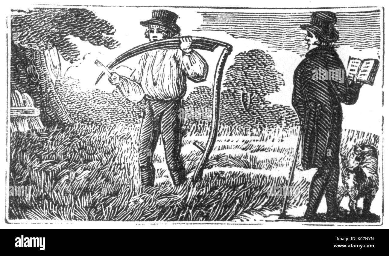 Sharpening a scythe blade, c.1800 Stock Photo - Alamy