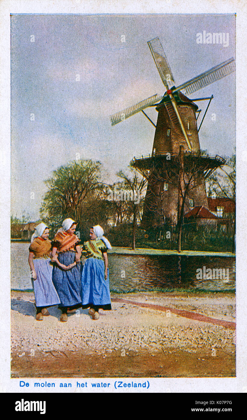 Windmill with platform, Zeeland, Netherlands Stock Photo - Alamy
