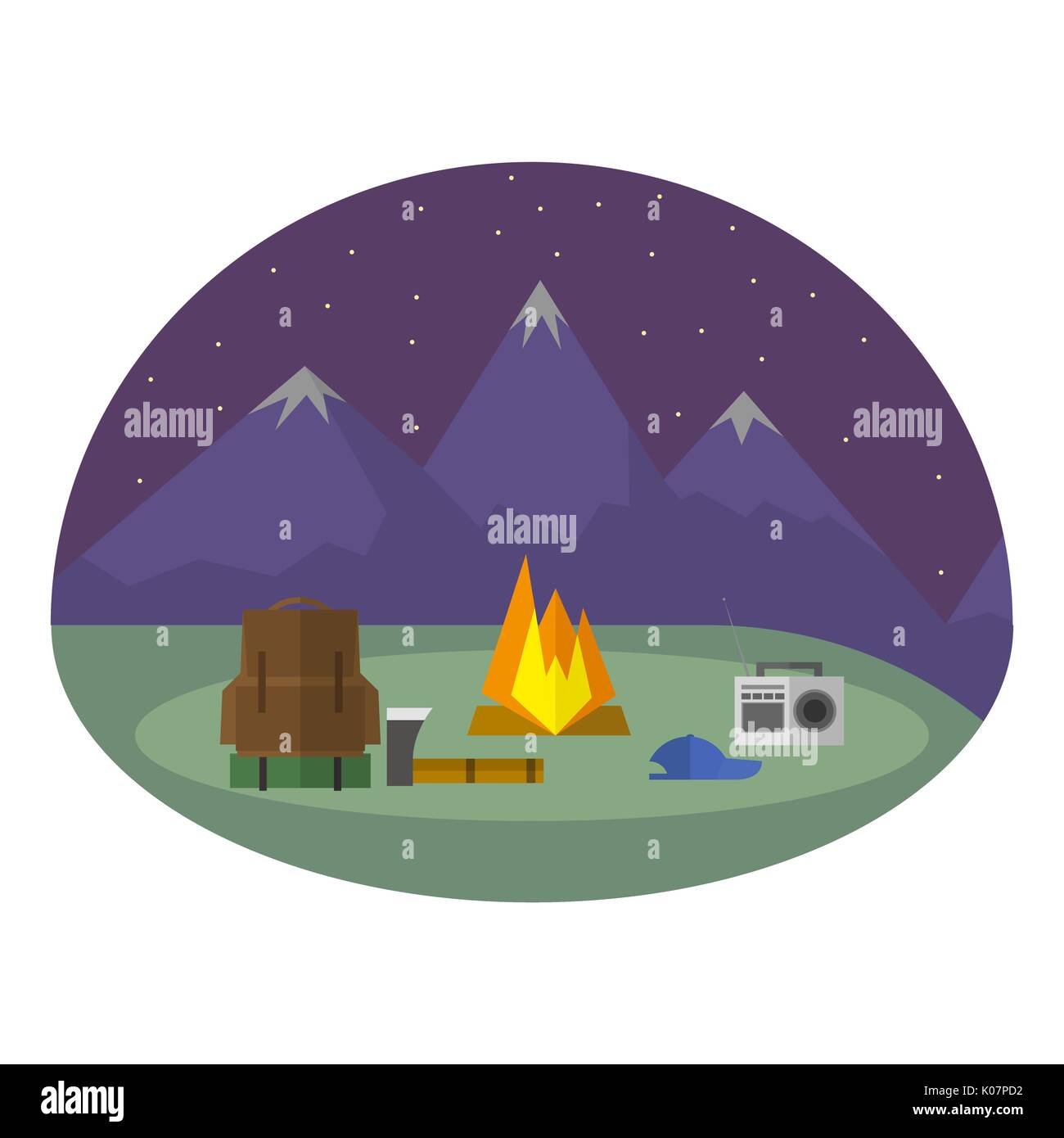Night mountains camping colored vector icon Stock Vector Image & Art ...