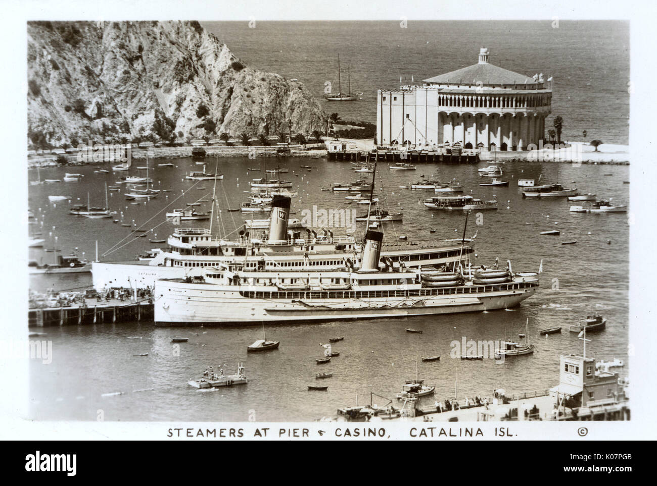 Steamers at pier, Santa Catalina Island, California, USA Stock Photo ...