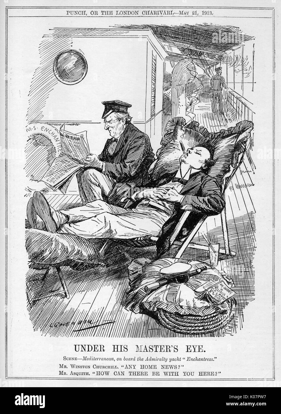 Cartoon, Under His Master's Eye (Winston Churchill Stock Photo - Alamy