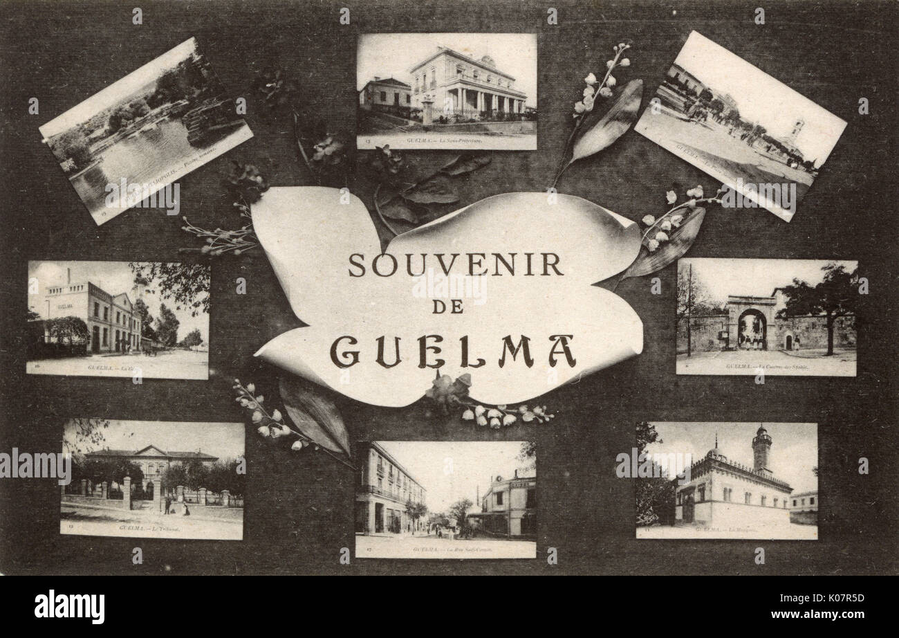 Souvenir postcard of Guelma, NE Algeria Stock Photo - Alamy