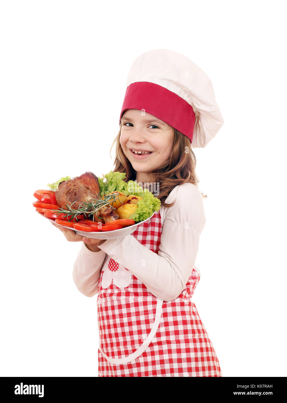 happy little girl cook with big turkey drumstick Stock Photo - Alamy