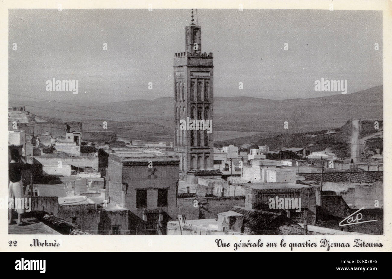 View of Zitoune minaret, Meknes, Morocco Stock Photo - Alamy