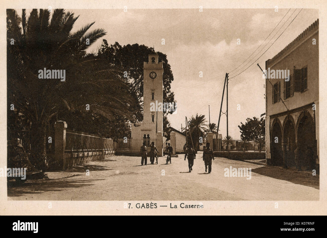 Barracks and clock tower, Gabes, Tunisia, North Africa Stock Photo - Alamy