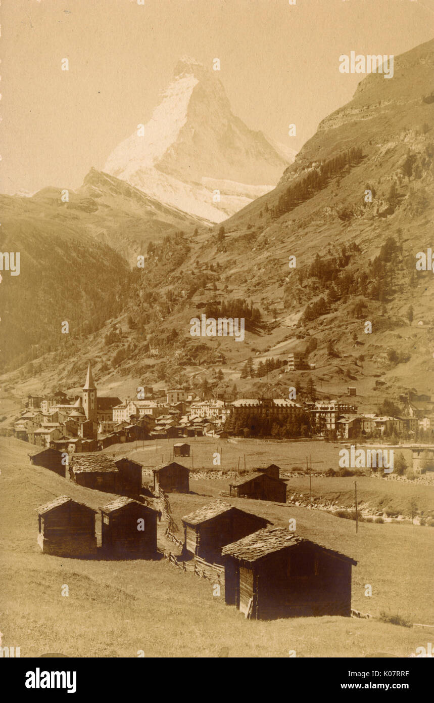 Zermatt - Switzerland with Matterhorn at rear Stock Photo - Alamy