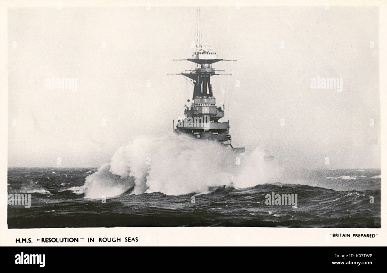 HMS Resolution in rough seas Stock Photo - Alamy