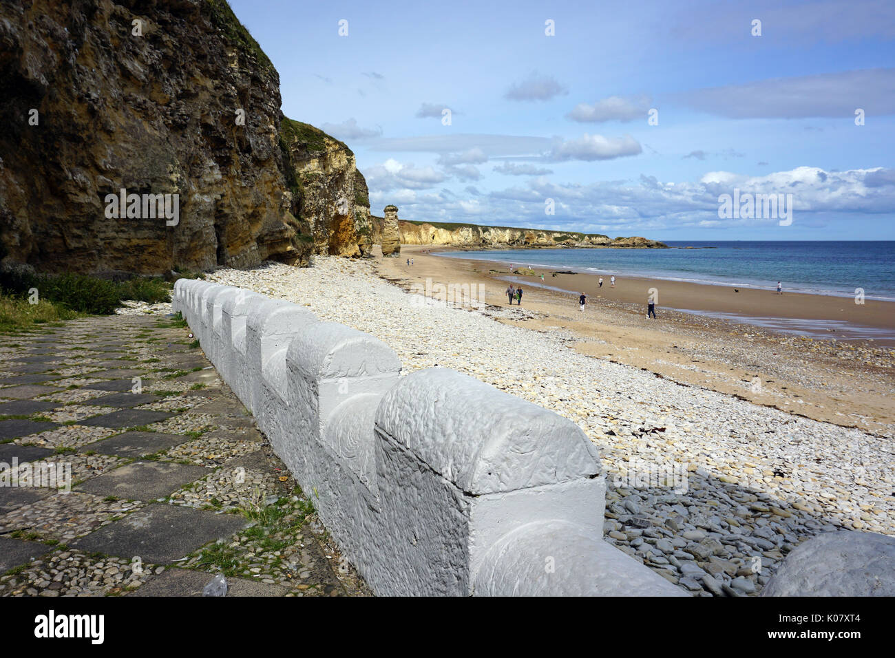 Marsden Bay Beach and Sea South Shields with Castlated White Wall and ...