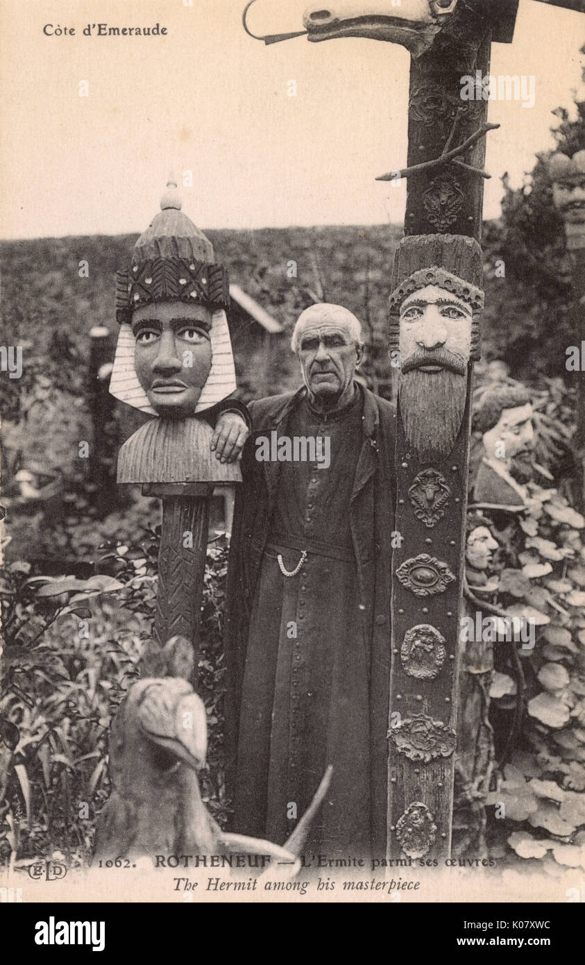 Carvings by Abbe Foure at Rotheneuf, France Stock Photo - Alamy