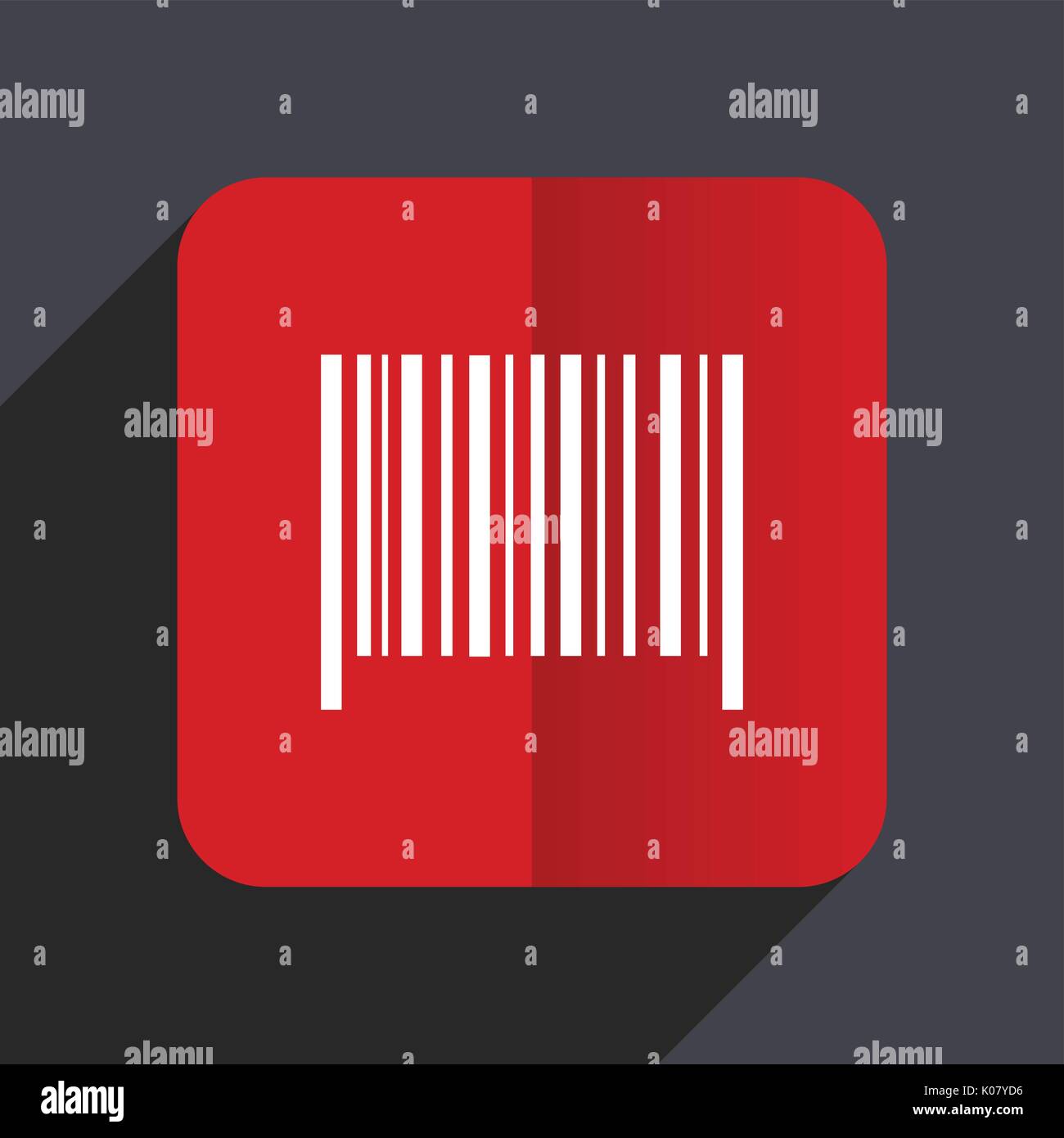 Barcode flat design web vector icon. Red square sign on gray background ...
