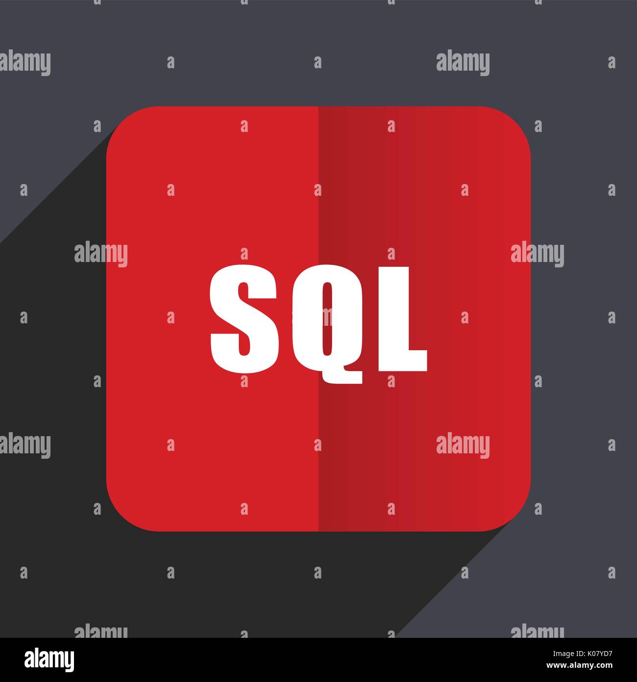 Sql Flat Design Web Vector Icon Red Square Sign On Gray Background In