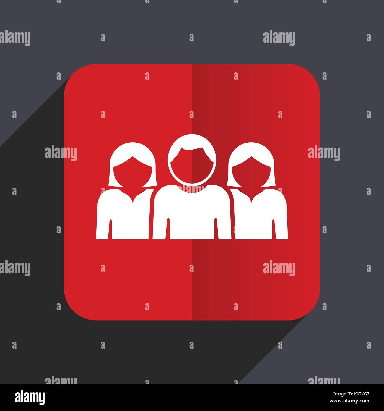 People flat design web vector icon. Red square sign on gray background ...