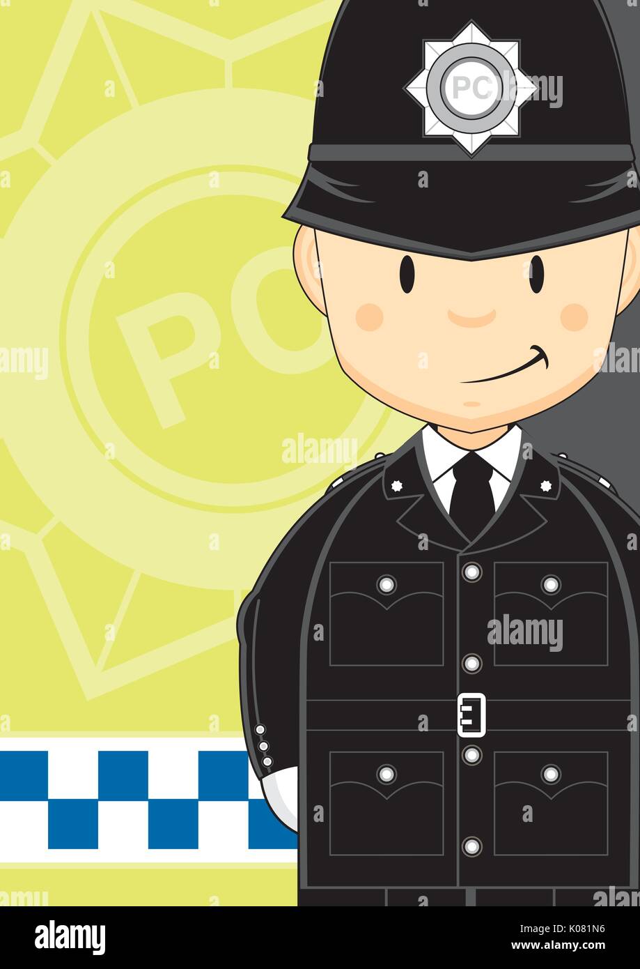 Cute Cartoon British Policeman Vector illustration Stock Vector Image ...