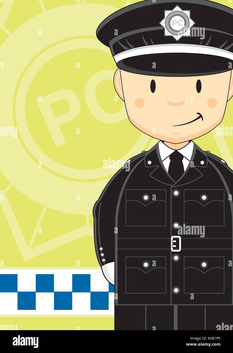Cute Cartoon British Policeman Vector illustration Stock Vector Image ...