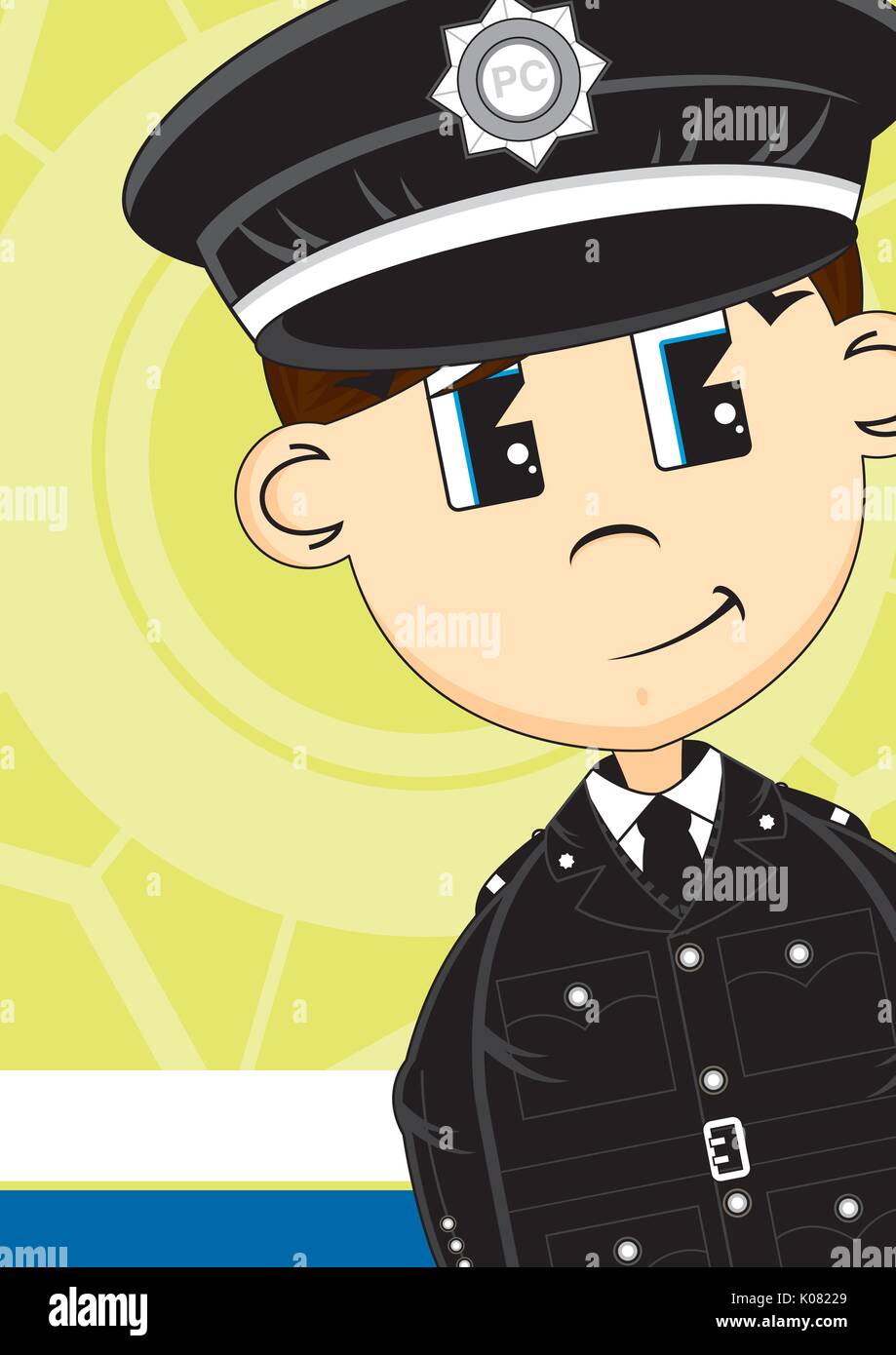 Cute Cartoon British Policeman Vector illustration Stock Vector Image ...
