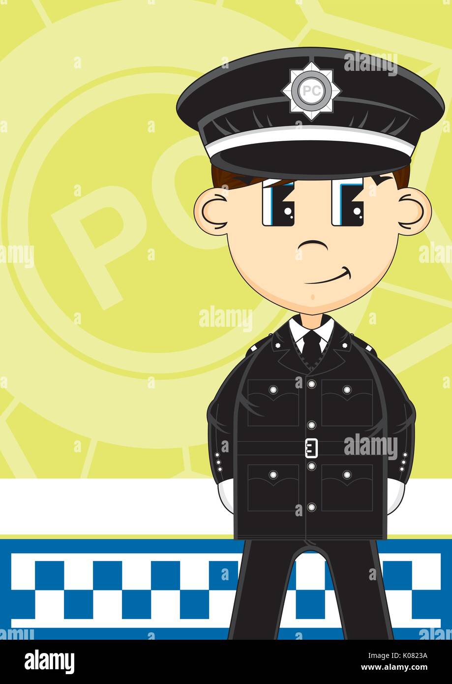 Cute Cartoon British Policeman Vector illustration Stock Vector Image ...