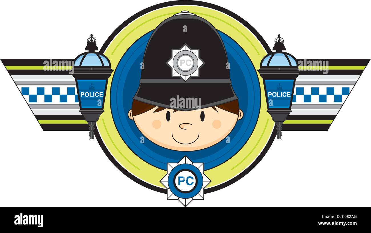 Cute Cartoon British Policeman Vector illustration Stock Vector Image ...