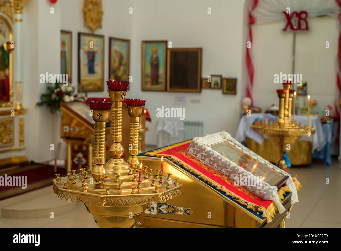 Beautiful colorful interior inside russian orthodox church Stock Photo ...