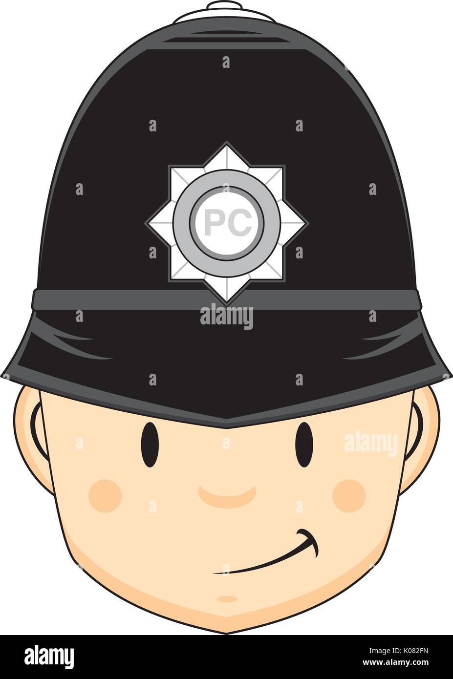 Cute Cartoon British Policeman Face Vector illustration Stock Vector ...