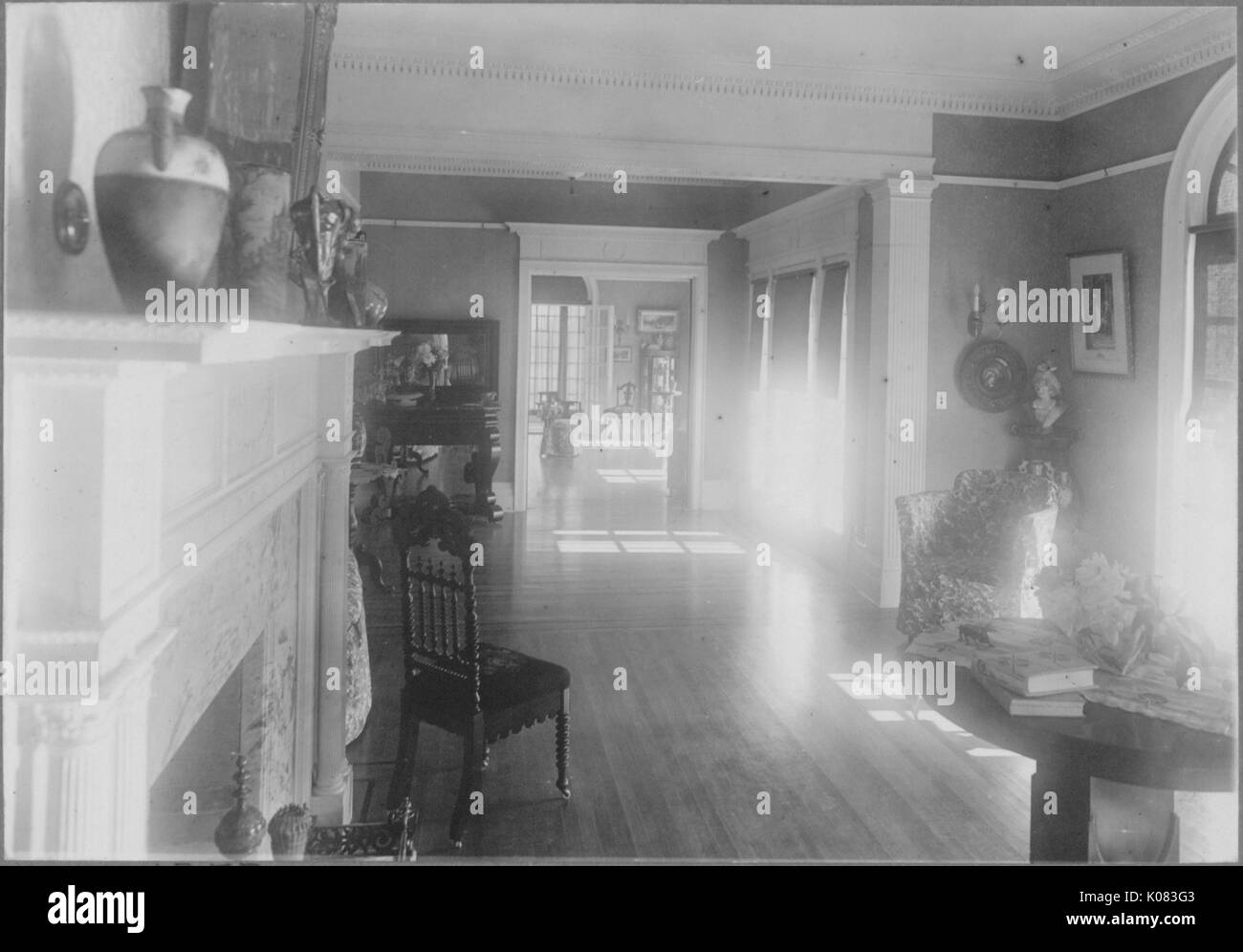 Chair table in front Black and White Stock Photos & Images - Alamy