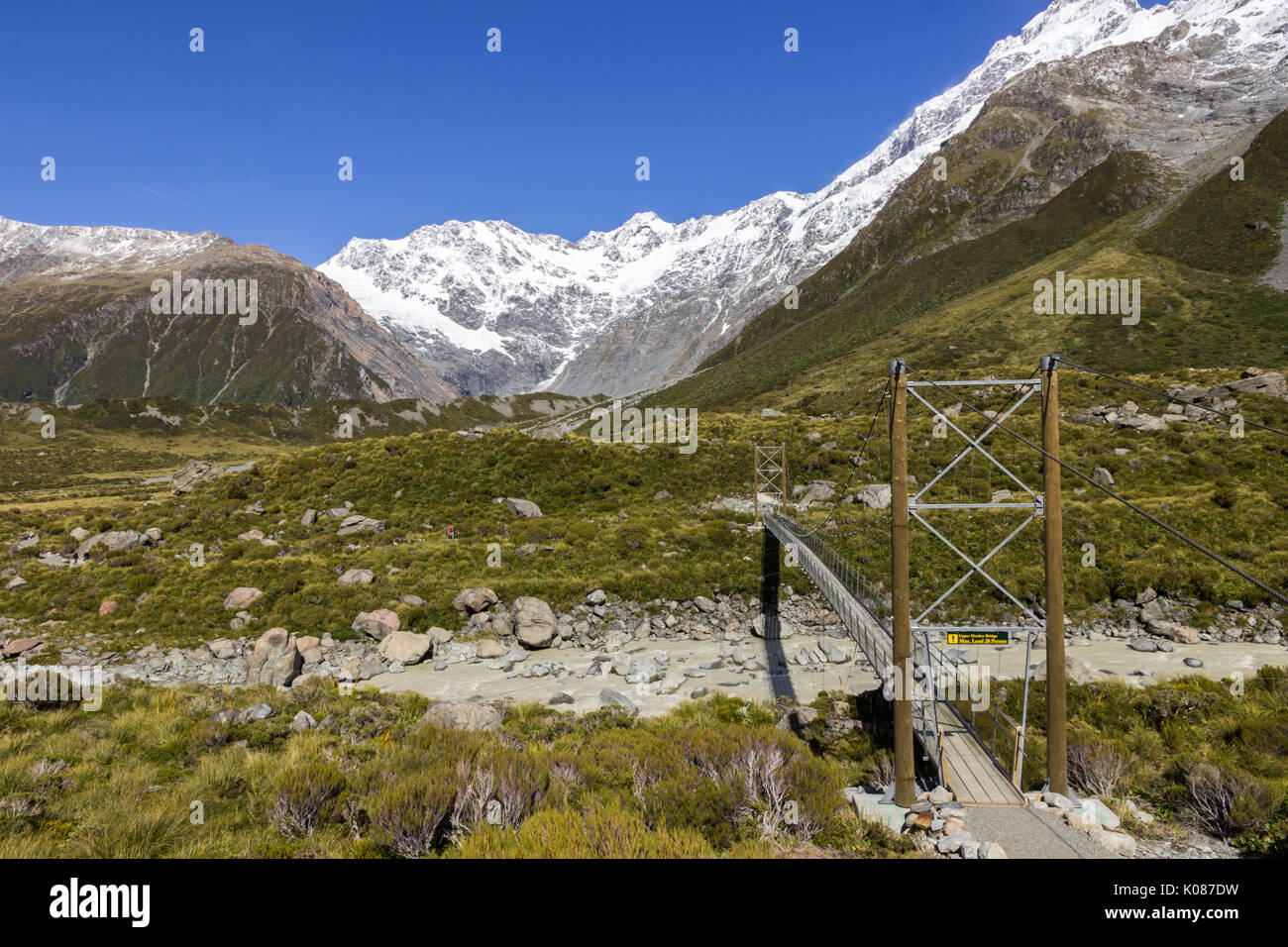 Suspension bridge on the Hooker Valley track Stock Photo - Alamy