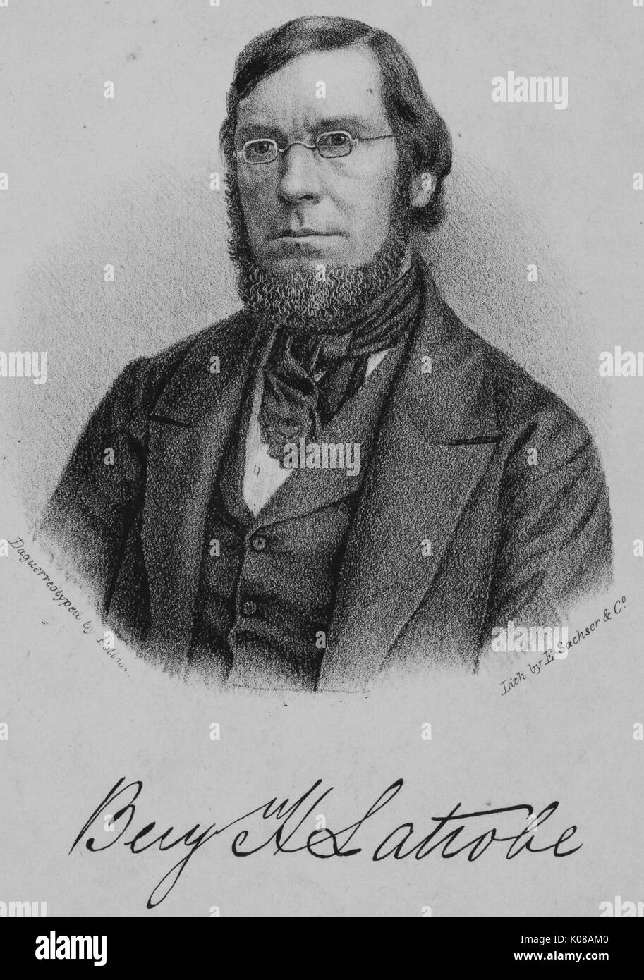 Lithograph from a daguerreotype portrait of Benjamin Henry Latrobe, Jr ...