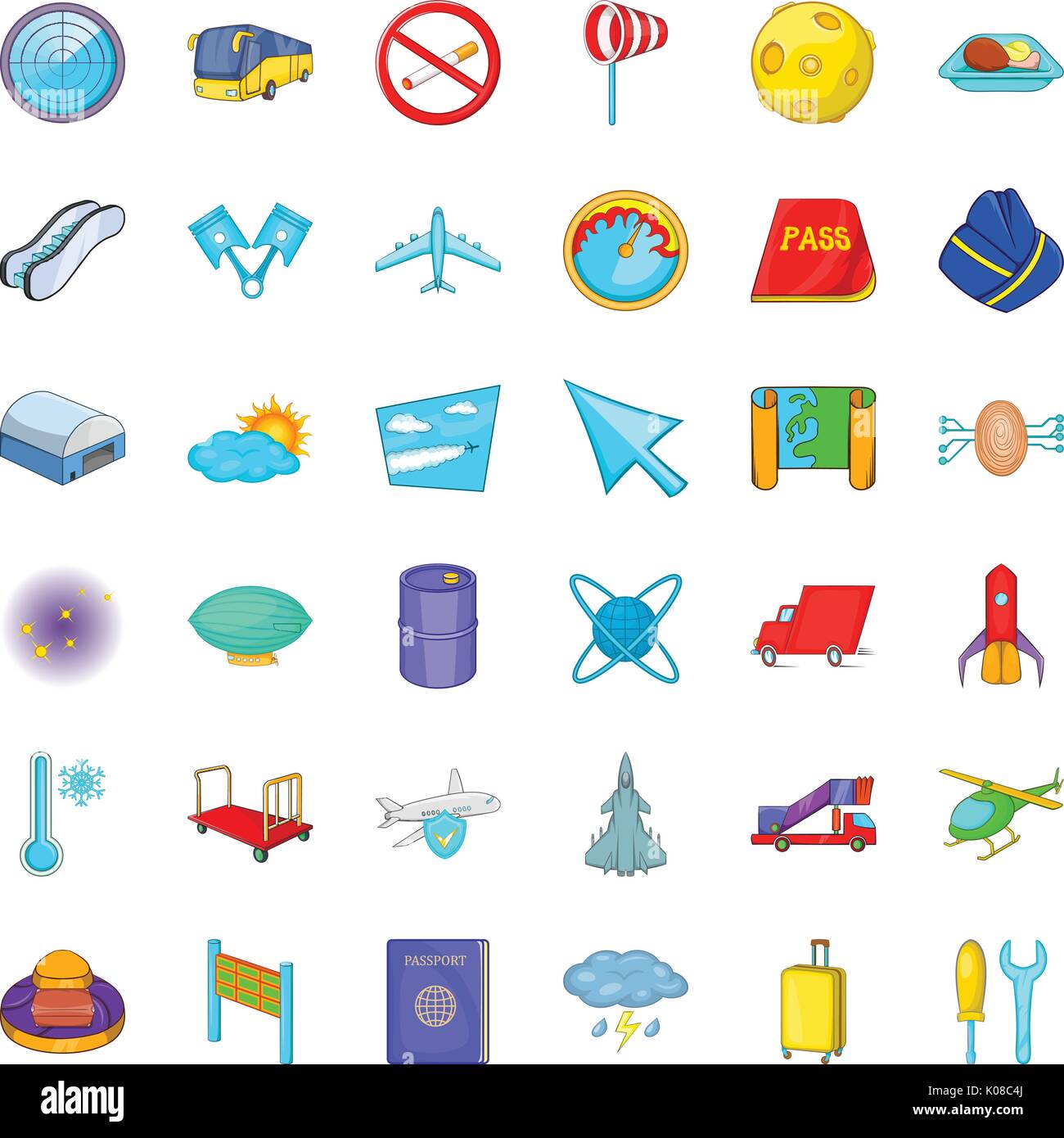 Airplane icons set, cartoon style Stock Vector Image & Art - Alamy