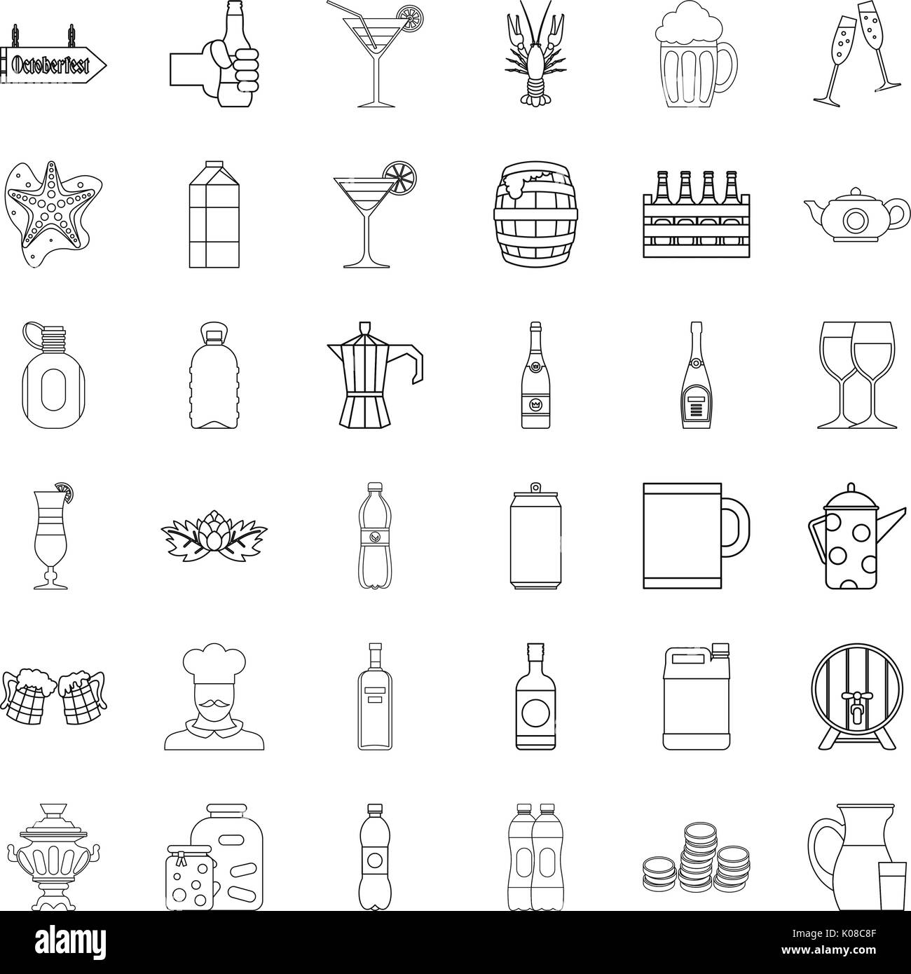 Alcohol icons set, outline style Stock Vector Image & Art - Alamy