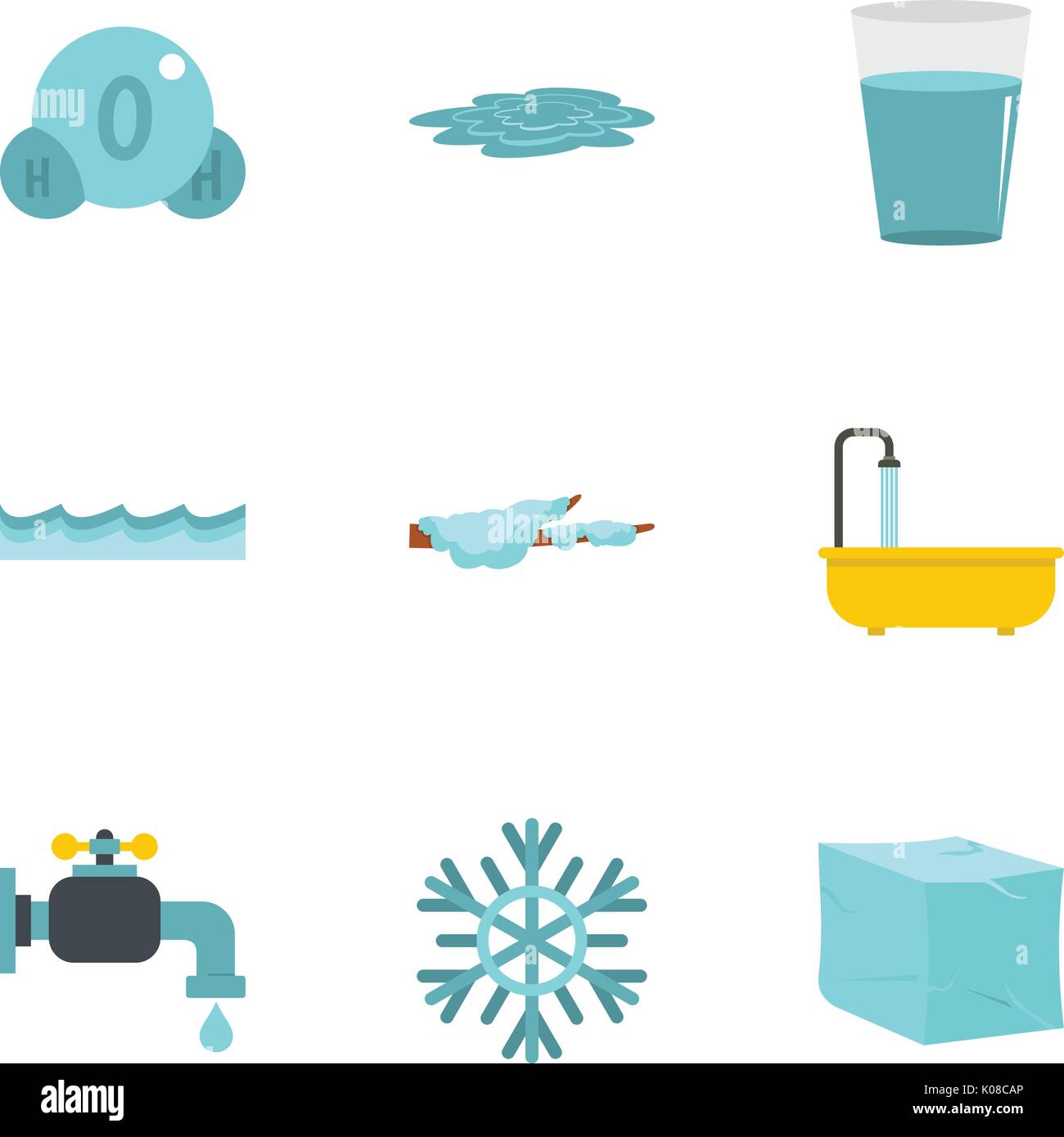 Natural water icon set, flat style Stock Vector Image & Art - Alamy