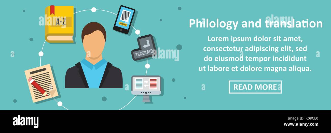 Philology and translation banner horizontal concept Stock Vector Image ...